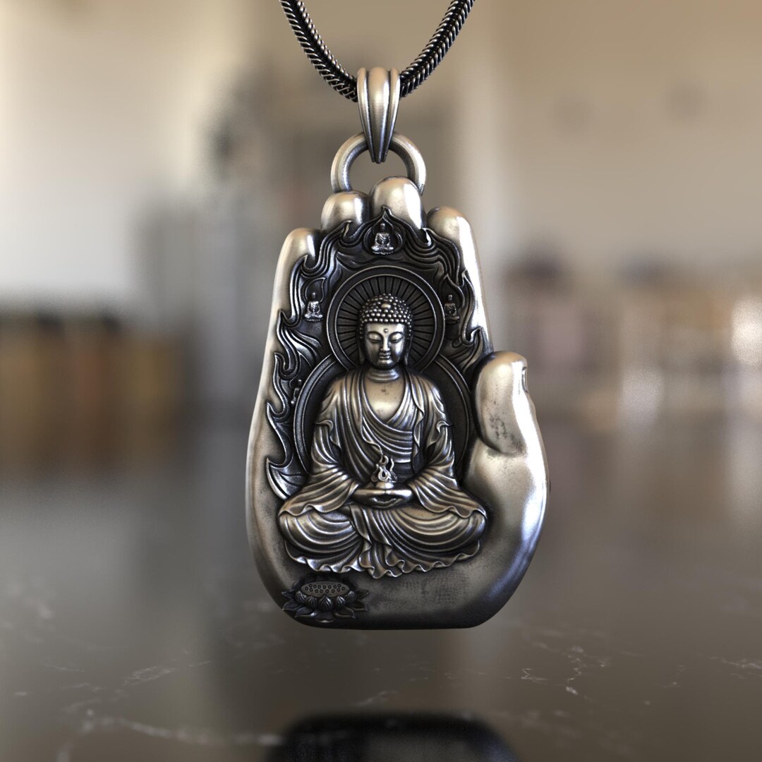 925 Sterling Silver Meditative Buddha in Hand Necklace, Symbol of ...