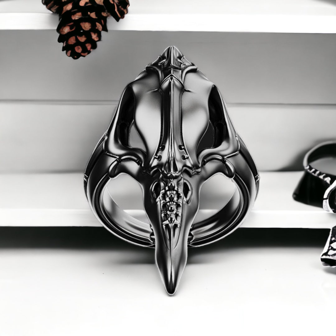 Unique Biomechanical Skull Ring, Plague Doctor Design, Handcrafted 925 ...