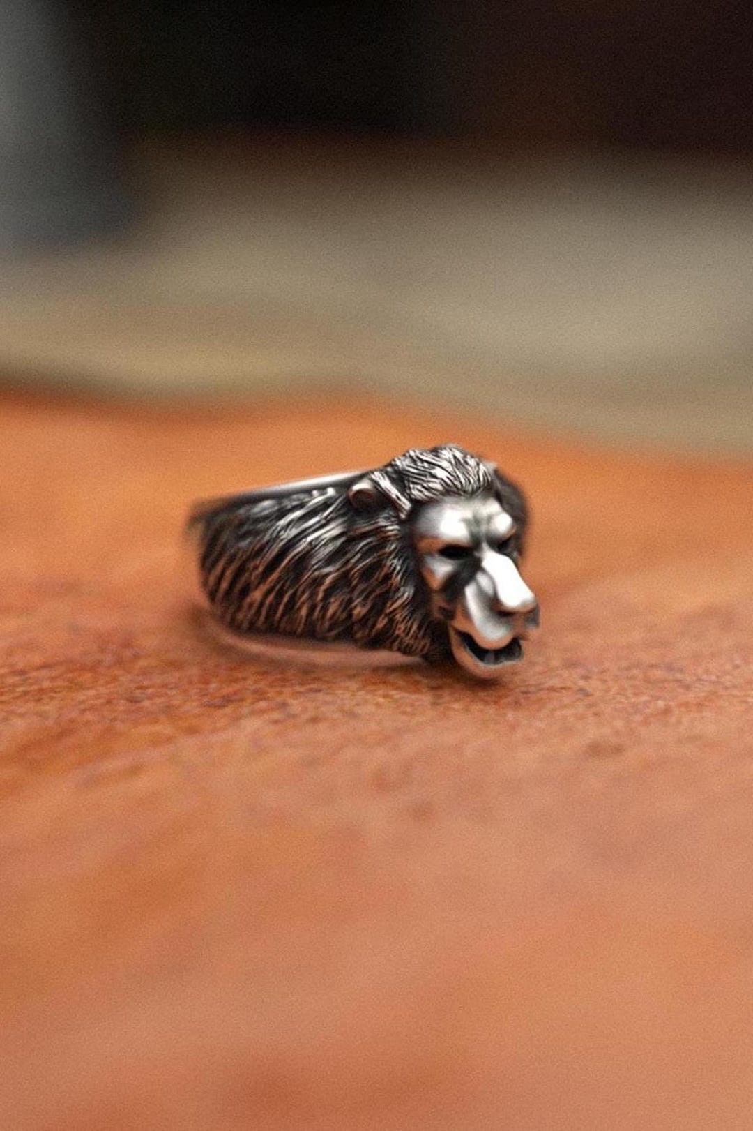 Lion Head Silver Ring 925 Sterling Silver Intricate Design Handmade ...