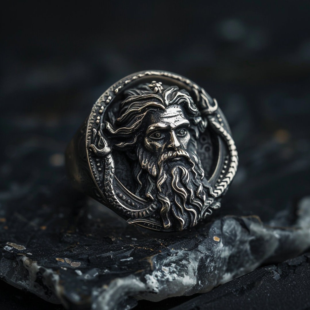 Poseidon Ring 925 Sterling Silver Greek God of the Sea Detailed Design ...