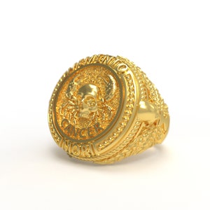 Cancer Signet Memento Mori Men's Zodiac Gold Ring Unique Astrology ...