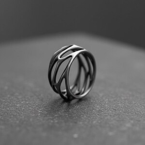Parametric Design Handmade Sterling Silver Men Brutal Ring, Silver Men ...
