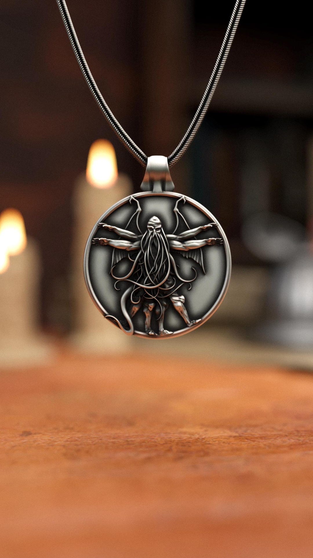 Cthulhu Honey Pendant, 925 Sterling Silver Lovecraft Necklace, Handmade ...