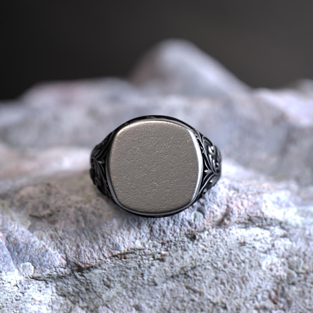 925 Sterling Silver Filigree Signet Ring, Handcrafted Floral Antique ...