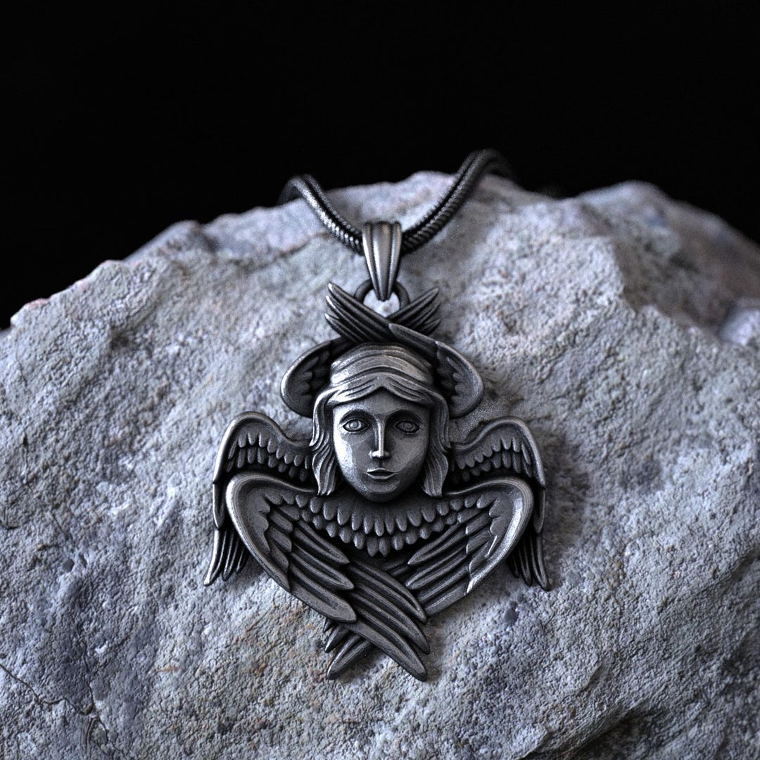 925 Sterling Silver Seraphim Angel Necklace Symbol of Divine Protection ...