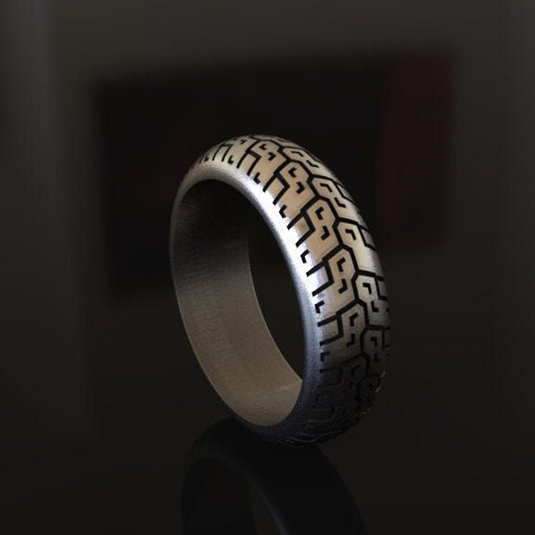 Racer Motorcycle Tyre Ring, Handcrafted 925 Sterling Silver, Biker ...