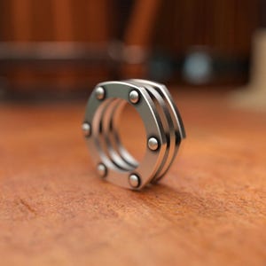 Engineer Unique Design Handmade Sterling Silver Men Brutal Ring, Silver ...