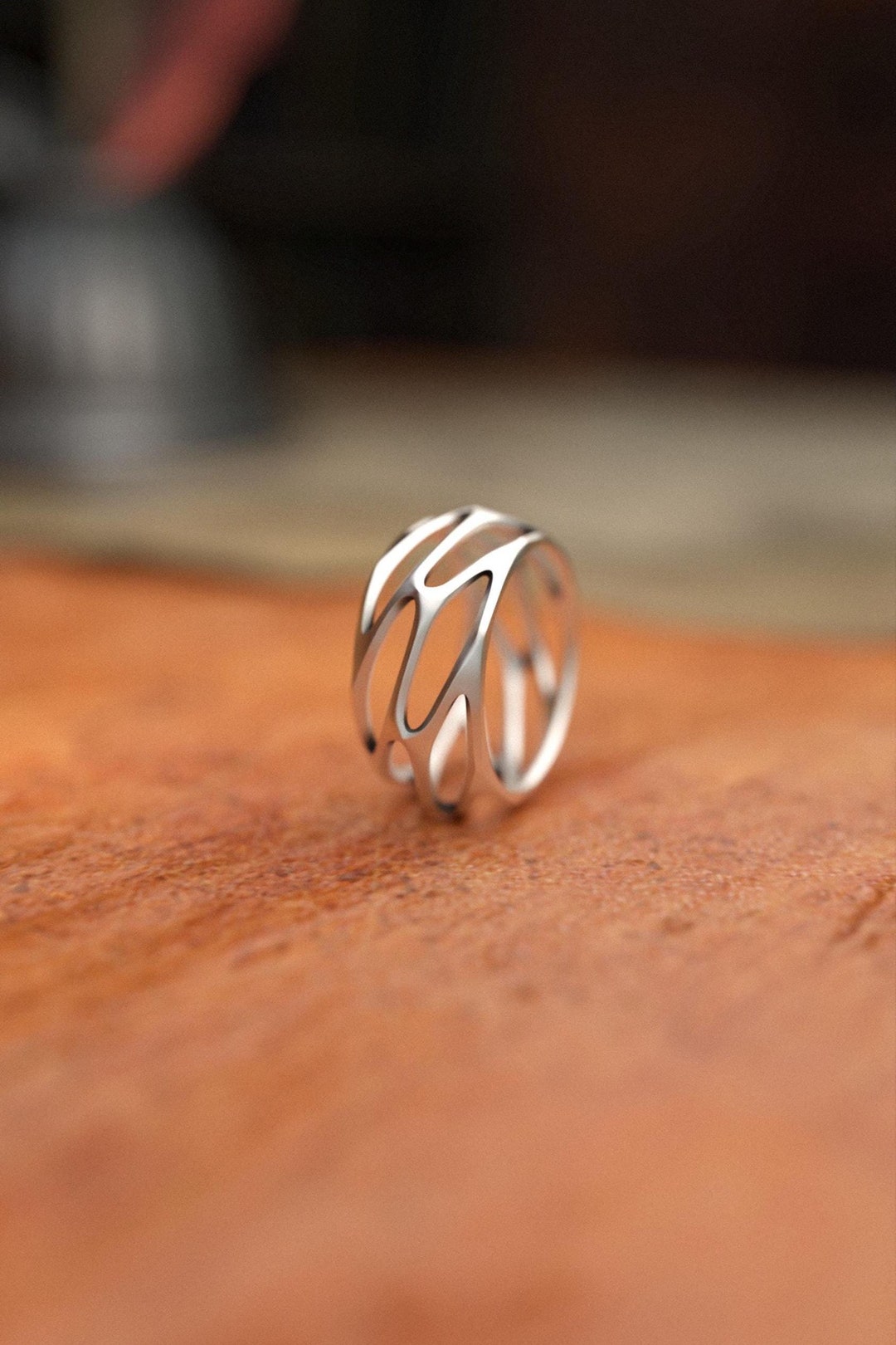 Parametric Design Handmade Sterling Silver Men Brutal Ring, Silver Men ...