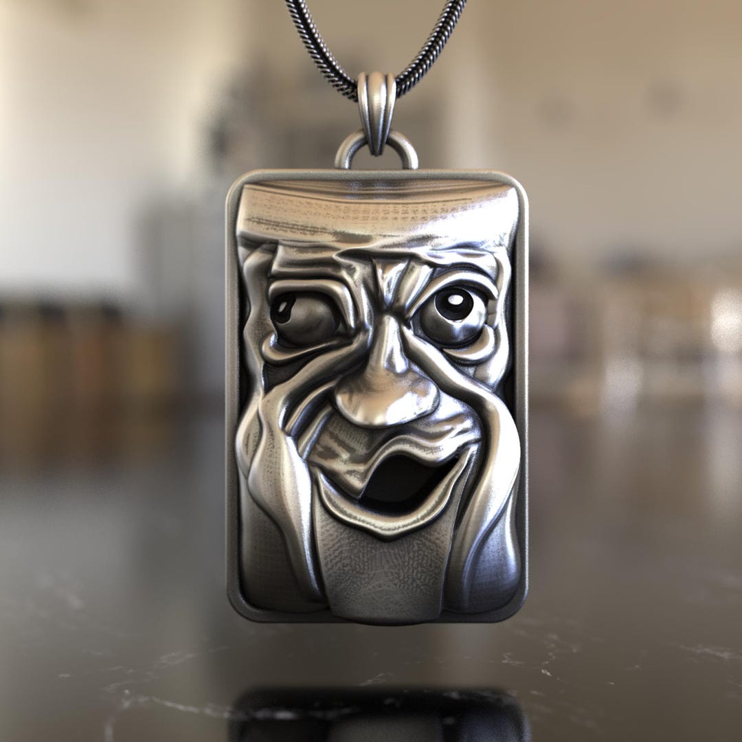 Unique 925 Sterling Silver Expressive Face Necklace, Emotional Artistic ...