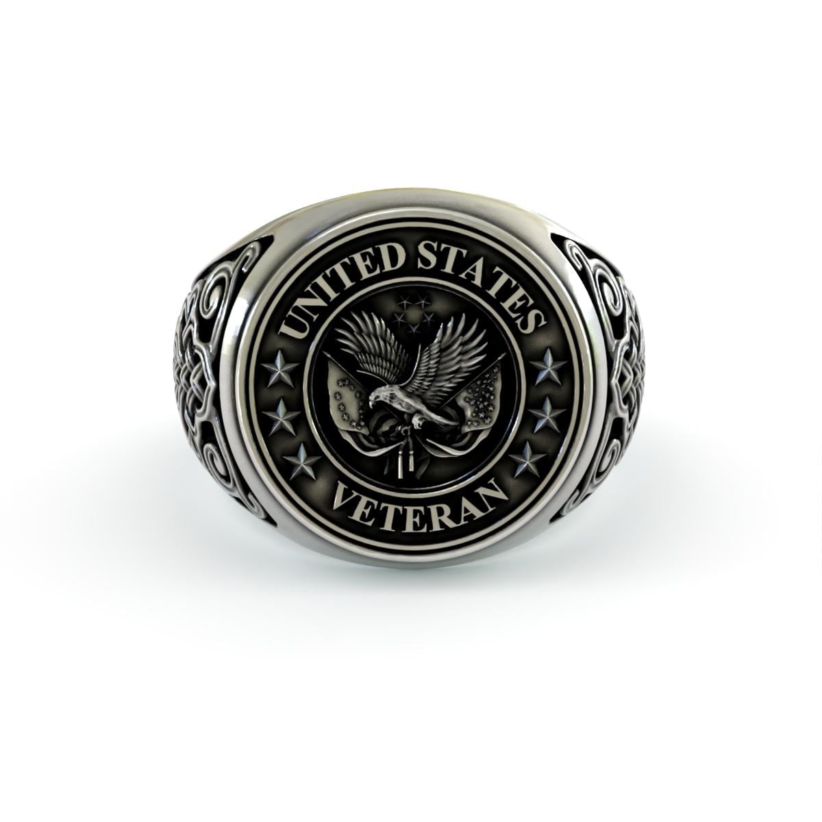 Veteran Eagle Ring Sterling Silver 925 - Military Signet Ring for Men ...