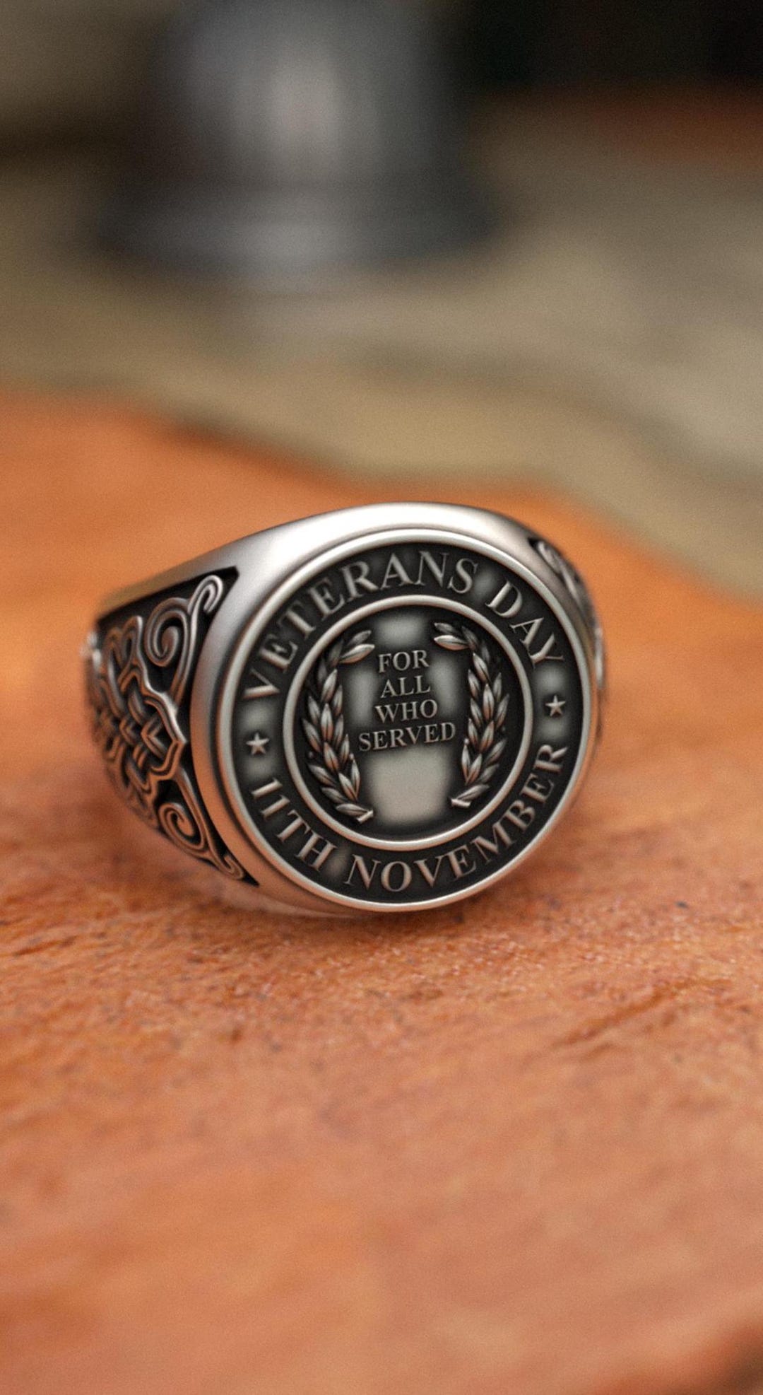 Veterans Day Commemorative Ring: Sterling Silver, Celtic Design (unisex ...