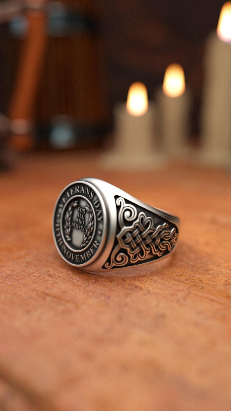 Veterans Day Commemorative Ring: Sterling Silver, Celtic Design (unisex ...