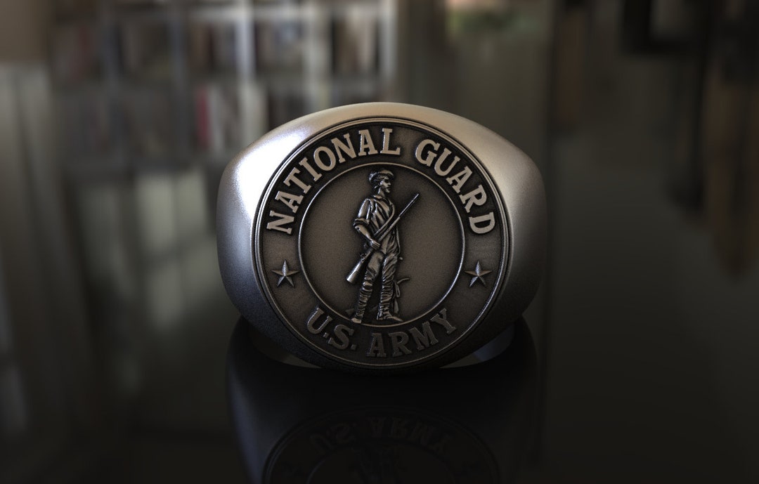 National Guard U.S. Army Veteran Ring Handmade 925 Sterling Oxidized ...