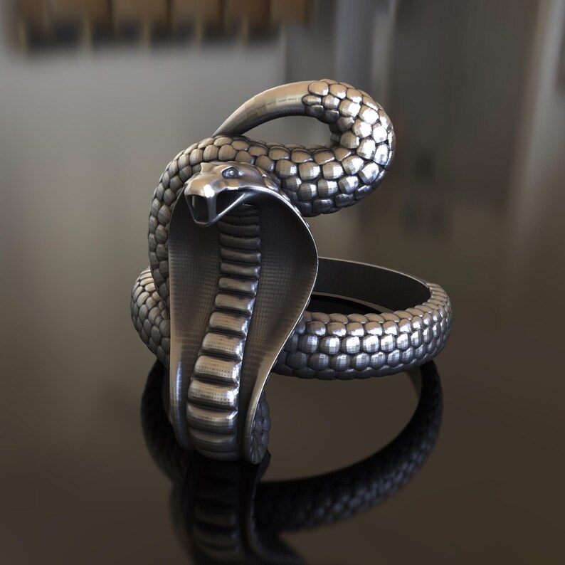 Handcrafted 925 Sterling Silver Cobra Ring, Exotic Animal-inspired ...