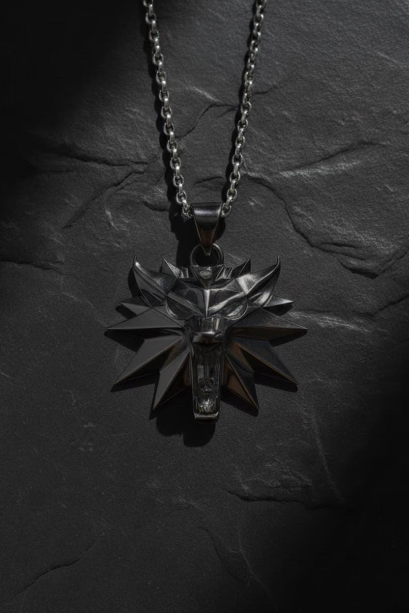 Wolf School Medallion 925 Sterling Silver Necklace Witcher Pendant ...