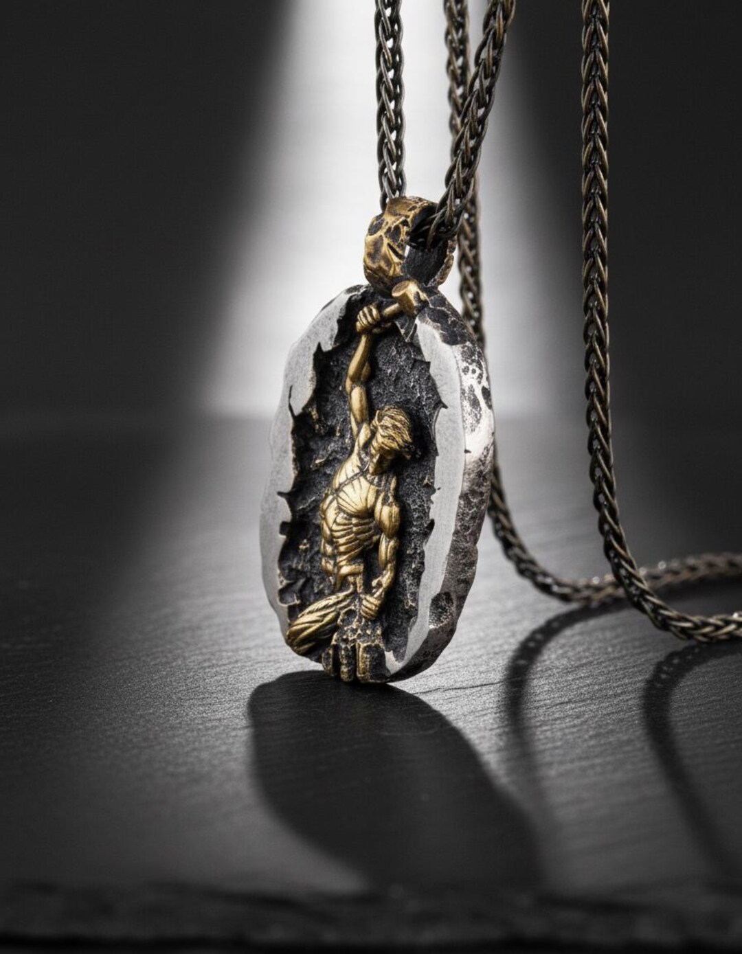 Self Made Man Pendant 925 Sterling Silver Two Tone Gold Vermeil Self ...