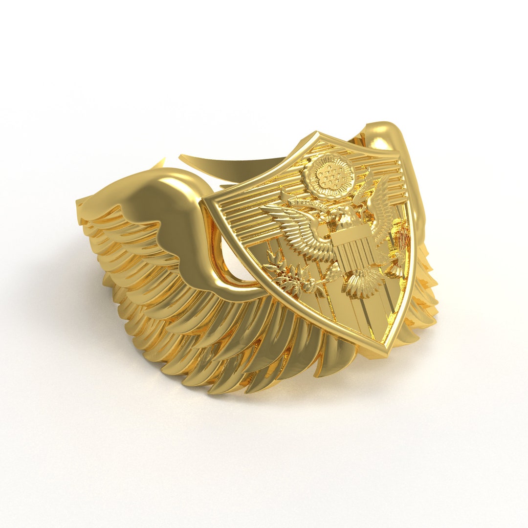 Unique Army Aircrew Themed Gold Ring Handcrafted Aviation-inspired ...