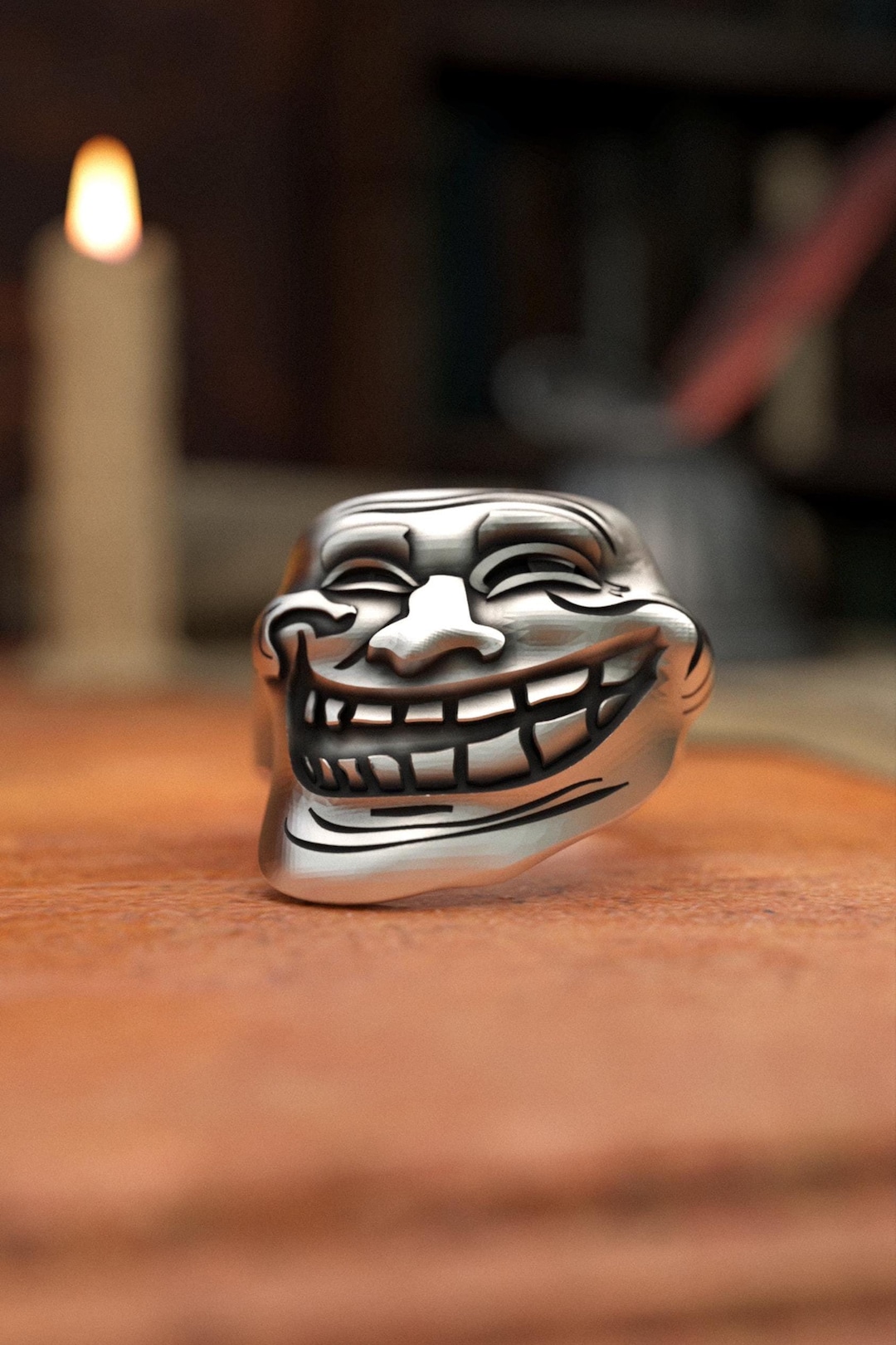 Troll Face Ring - 925 Sterling Silver - Internet Meme Inspired ...