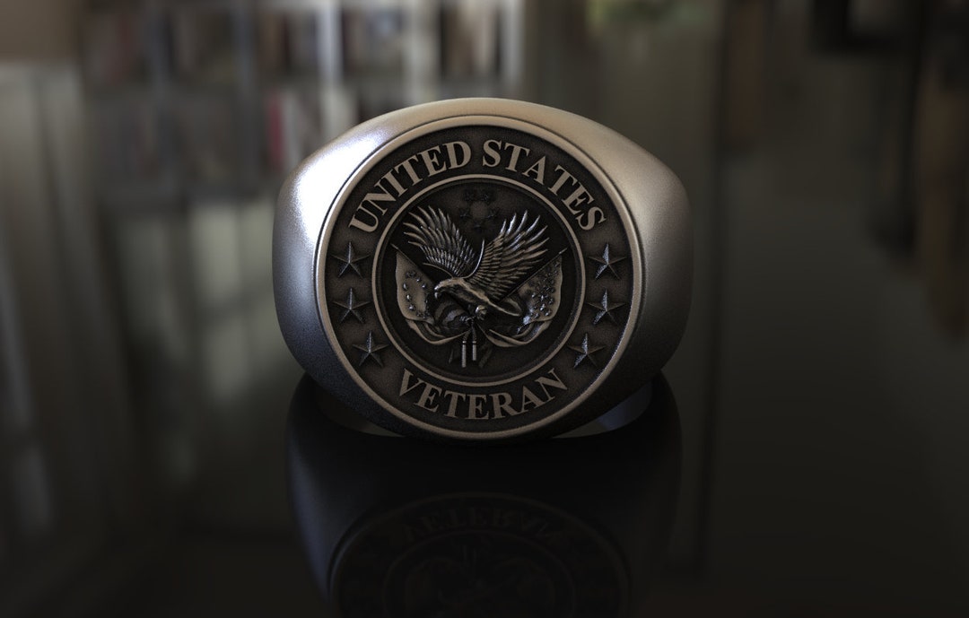 Veteran Signet Ring, Handmade US Army Ring, Military Chunky Ring ...