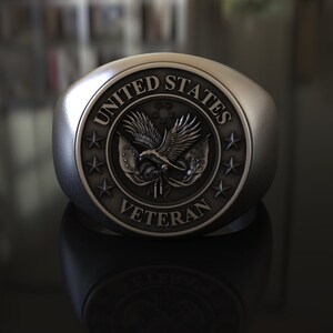 Veteran Signet Ring, Handmade US Army Ring, Military Chunky Ring ...