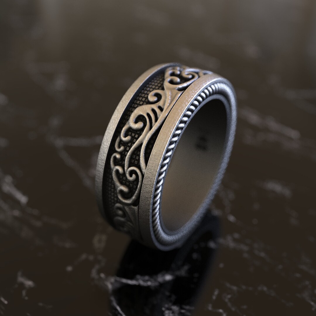 Wonderful Waves Themed 925 Sterling Silver Ring, Handcrafted Ocean ...