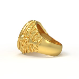 Cancer Signet Memento Mori Men's Zodiac Gold Ring Unique Astrology ...