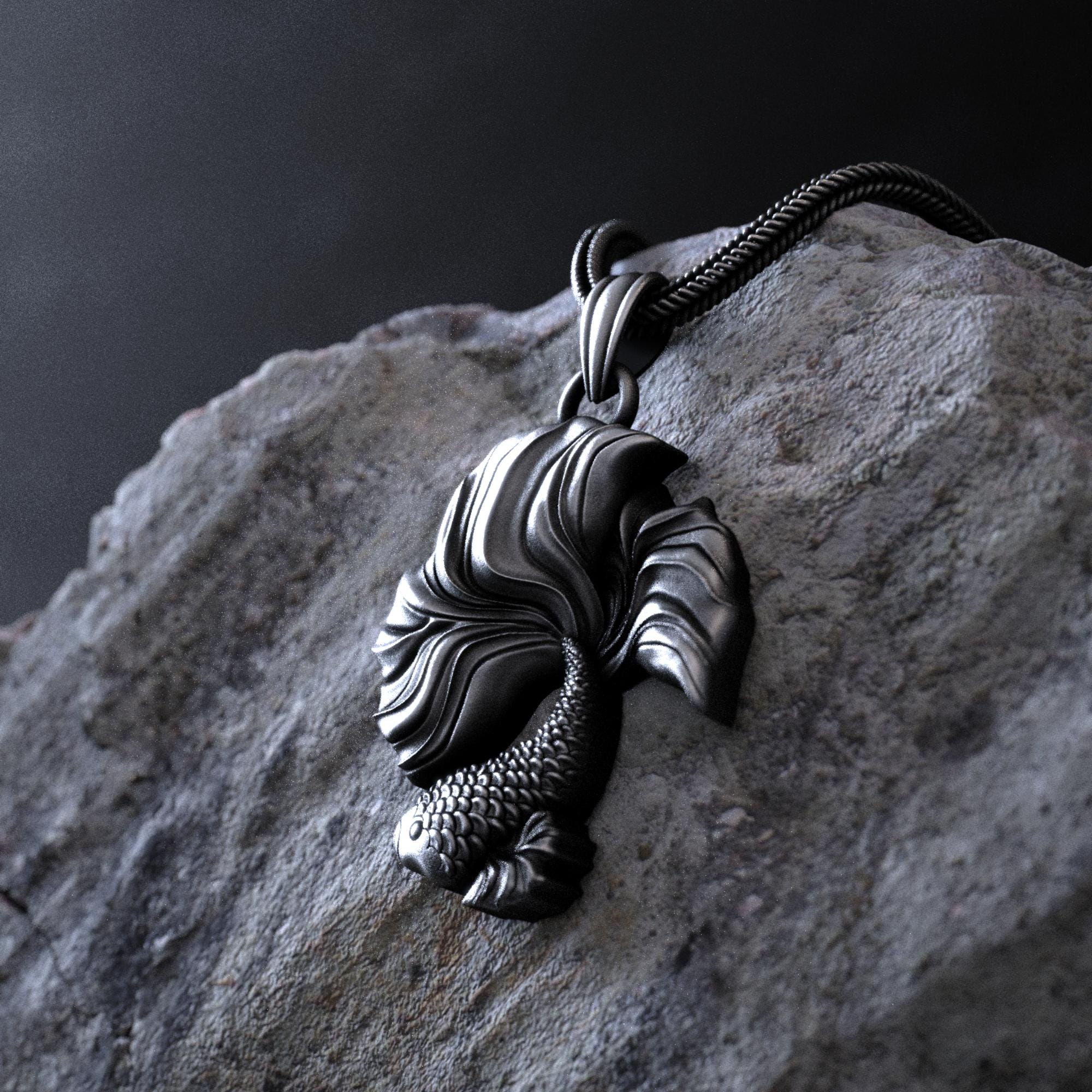 Elegant 925 Sterling Silver Betta Fish Necklace – Unique Fish Pendant ...