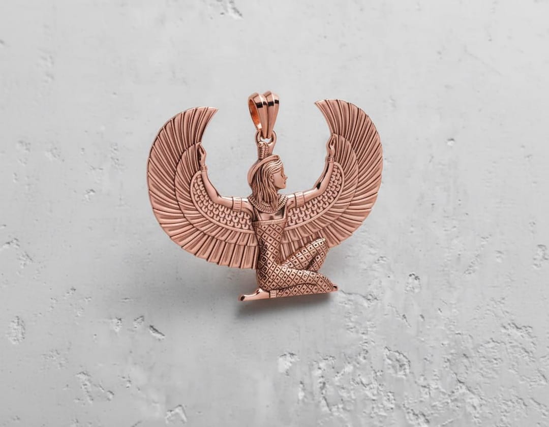 Winged Isis Goddess Pendant 925 Sterling Silver Rose Gold Plated ...