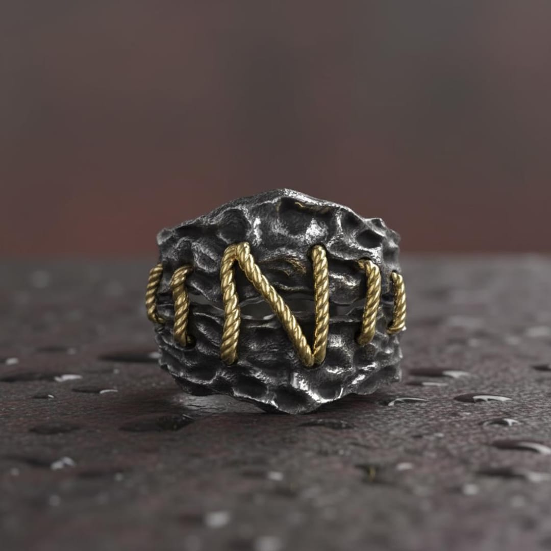 Frankenstein Ring, Monster Stitch Ring, Two-tone Ring, 925 Sterling ...
