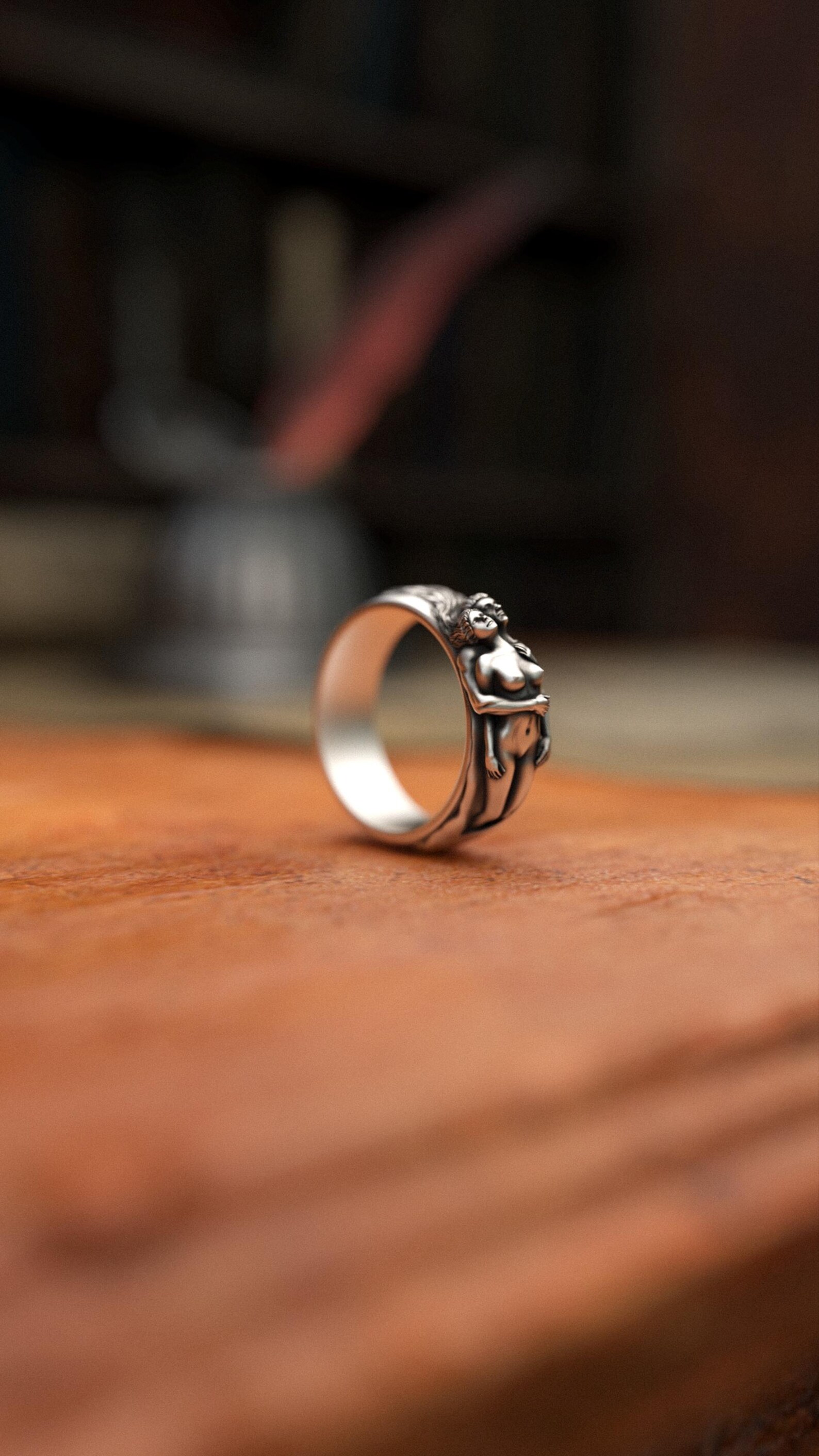 Adam & Eve Silver Ring, Handcrafted 925 Sterling, Unique Garden of Eden ...