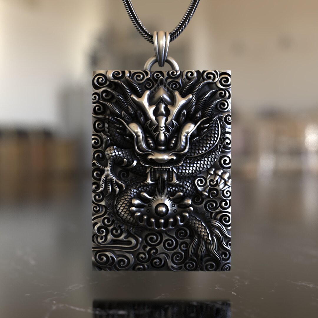 Dragon Spitting Water Ball 925 Sterling Silver Necklace - Mythical ...