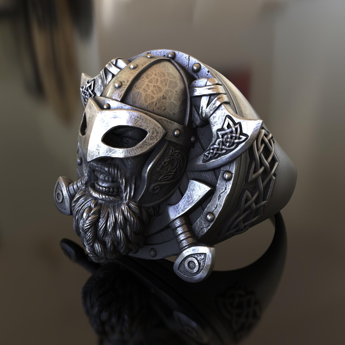 Nordic Viking Ring, 925 Sterling Silver, Handcrafted Warrior Jewelry ...