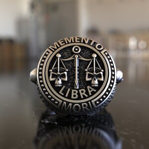 Libra Signet Ring, Memento Mori Men Ring, Zodiac Ring 925 Sterling ...