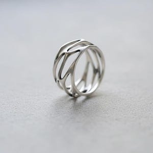 Parametric Design Handmade Sterling Silver Men Brutal Ring, Silver Men ...