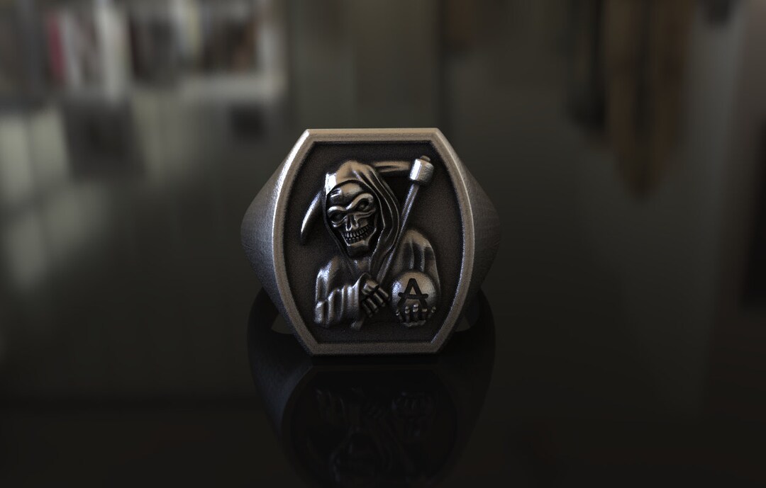 Grim Reaper Ring, Reaper Ring, Azrael Ring Sterling Silver, Angel of ...