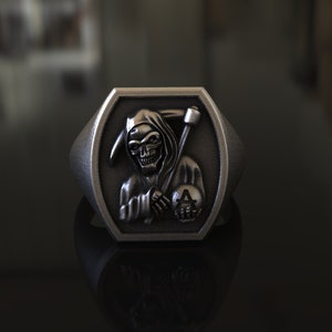 Grim Reaper Ring, Reaper Ring, Azrael Ring Sterling Silver, Angel of ...