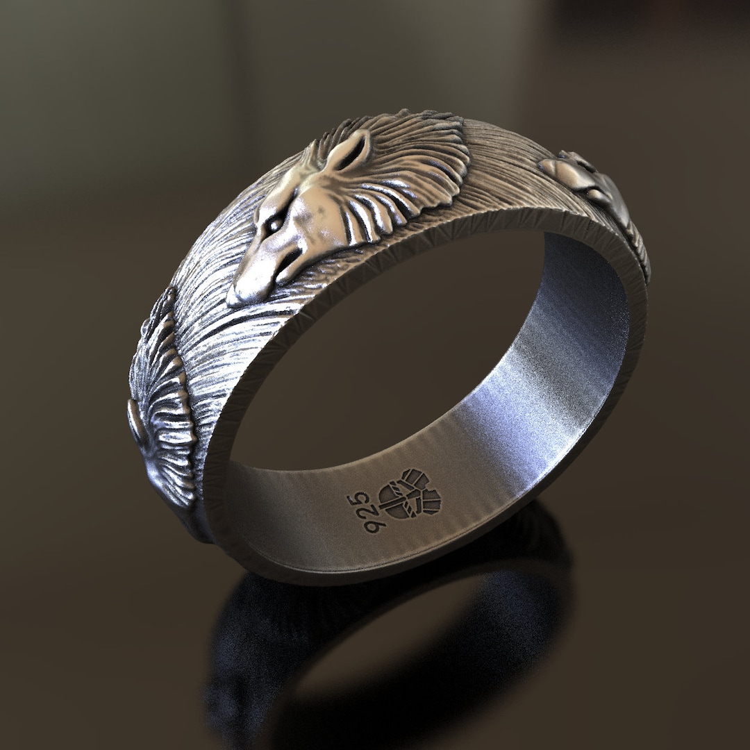 Wolf Heads Silver Ring Handcrafted 925 Sterling Majestic - Etsy