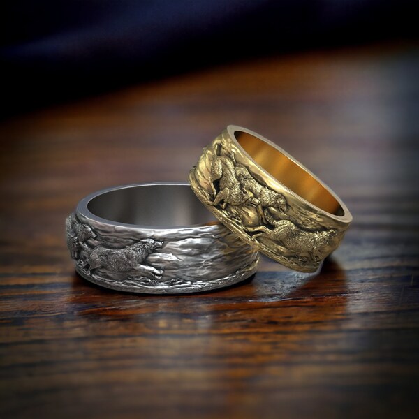 Wolf Wedding Band - Etsy