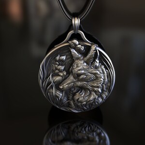 925 Sterling Silver Necklace, Fox Shield Theme, Handmade Wildlife ...
