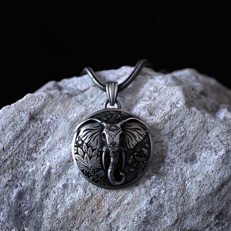 Handmade Sterling Silver Elephant Necklace With Ornate Floral Details ...
