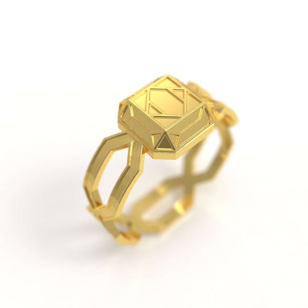 Elegant Dwarven Rune Gold Ring Mythical Craftsmanship Fantasy Inspired ...