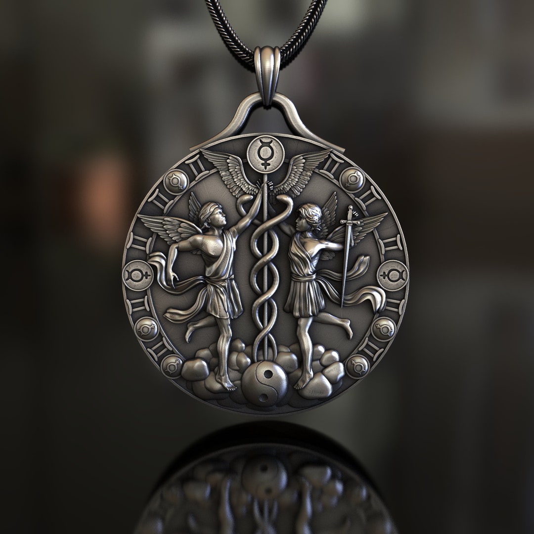 Gemini Zodiac Pendant, 925 Sterling Silver, Handcrafted Astrology ...