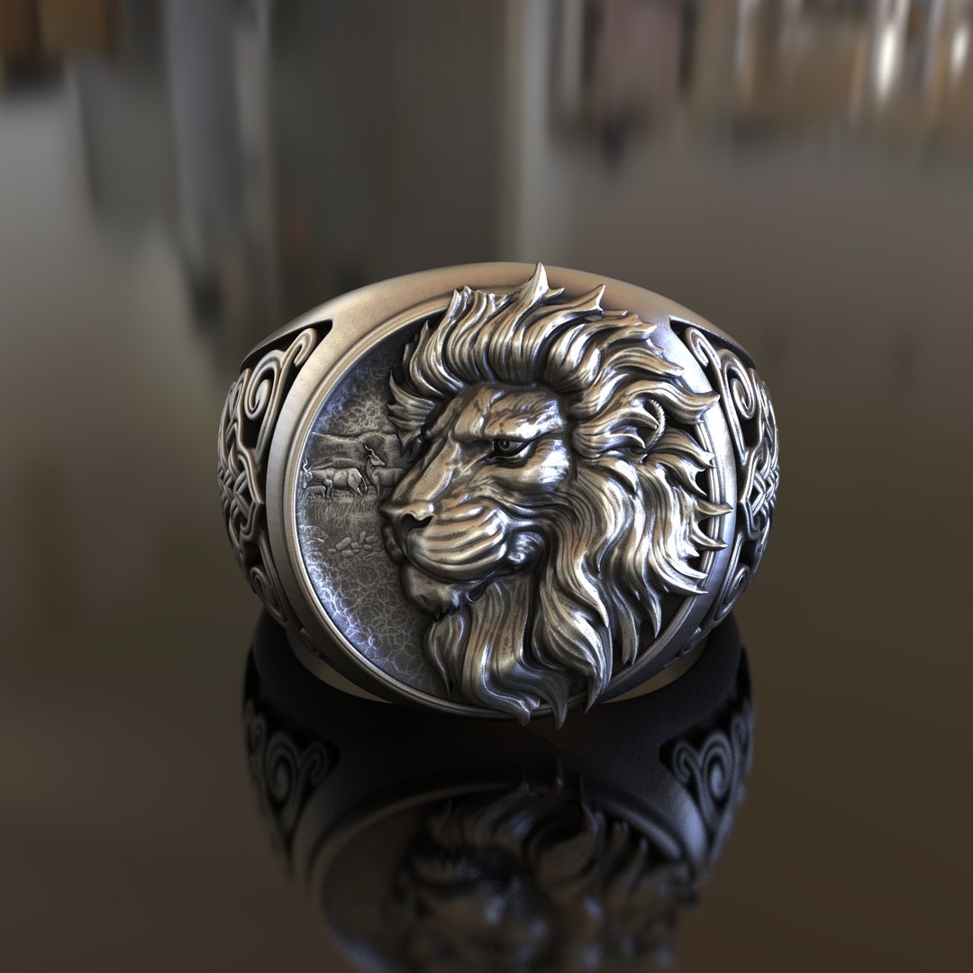 925 Sterling Silver Lion Head Ring, Handcrafted Majestic Design, Unisex ...