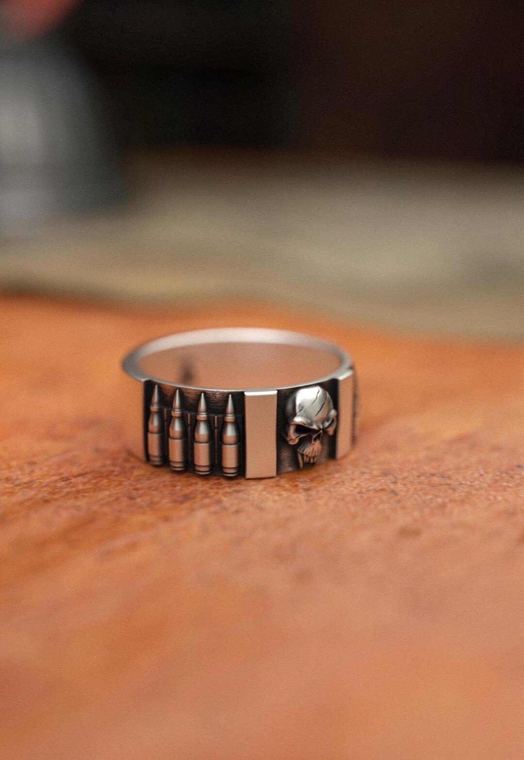 Skull Punisher Fan Art Ring - 925 Sterling Silver - Bandolier Design ...