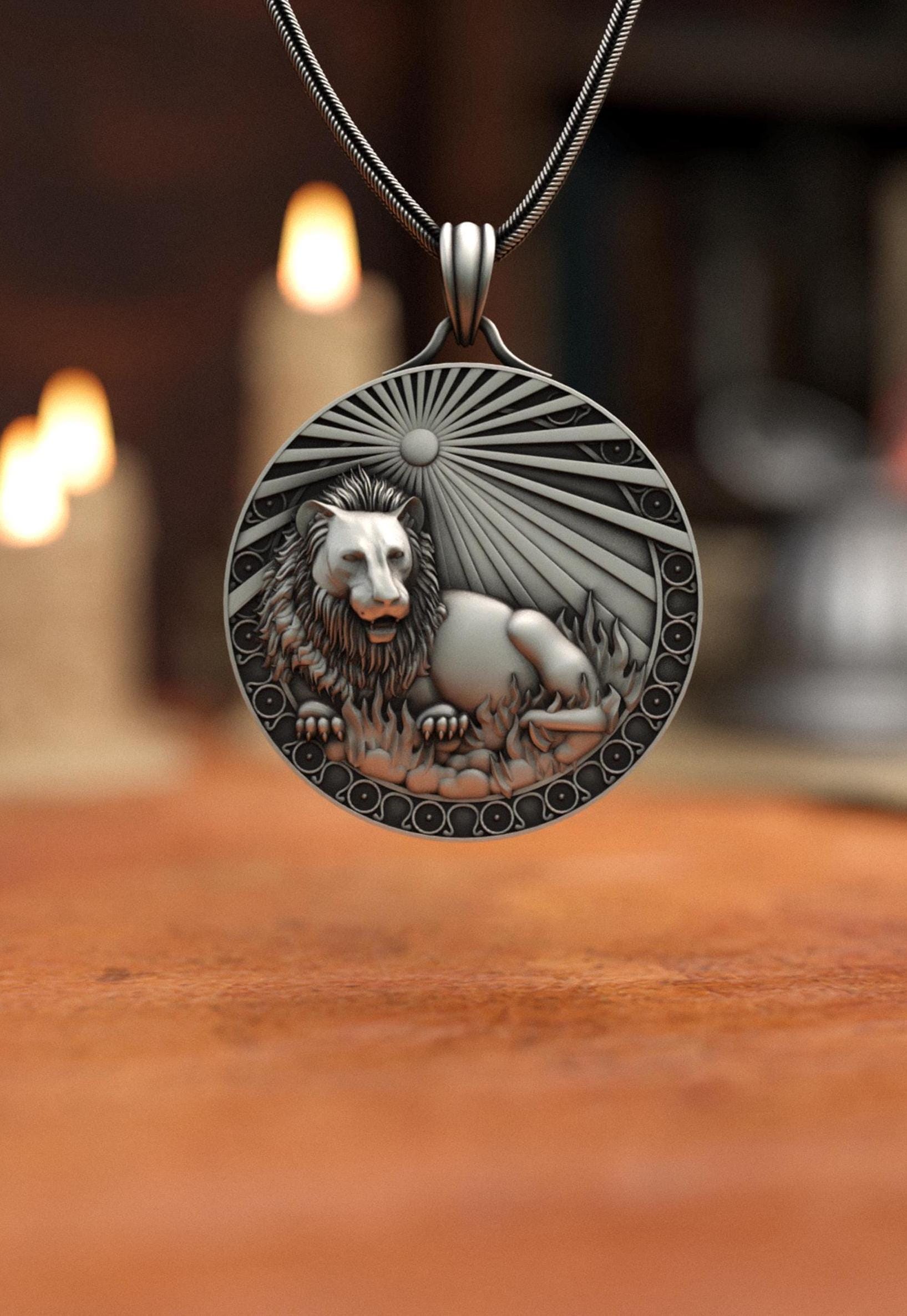 Leo Zodiac Pendant, 925 Sterling Silver, Handcrafted Astrology-inspired ...