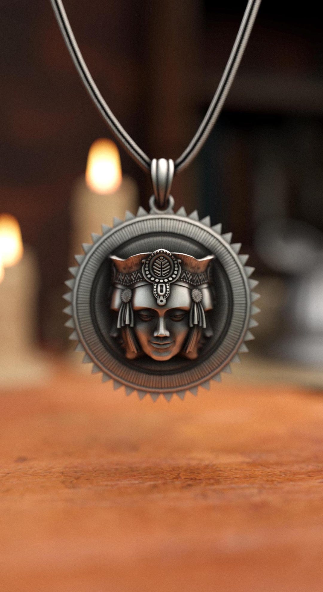 Hindu Goddess Brahma Silver Oval Medal Necklace, 925 Sterling Silver ...