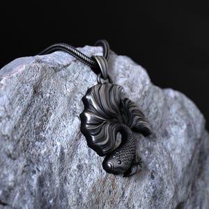 Elegant 925 Sterling Silver Betta Fish Necklace – Unique Fish Pendant ...