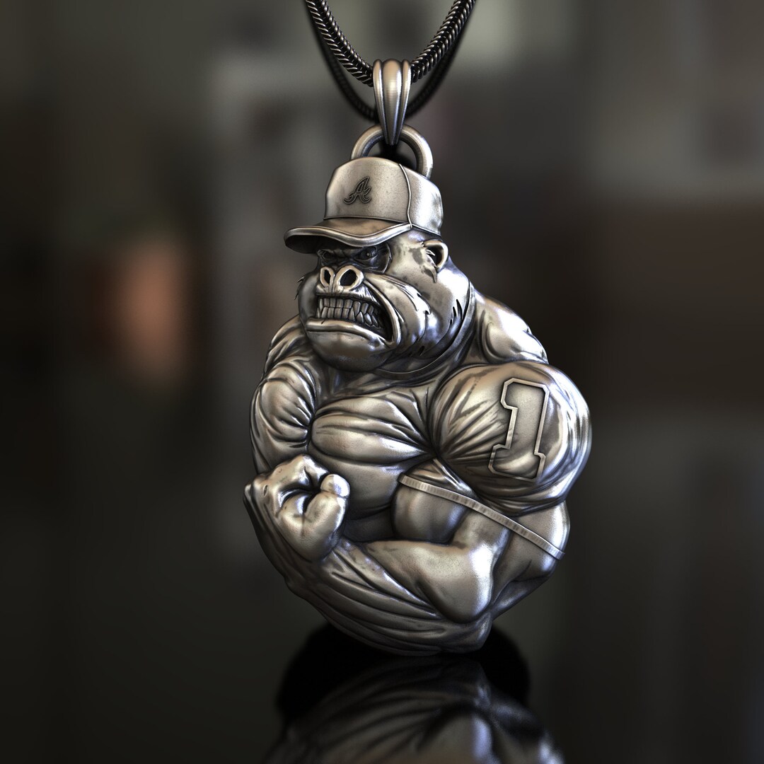 Gorilla Muscle Themed 925 Sterling Silver Necklace - Unique Wildlife ...
