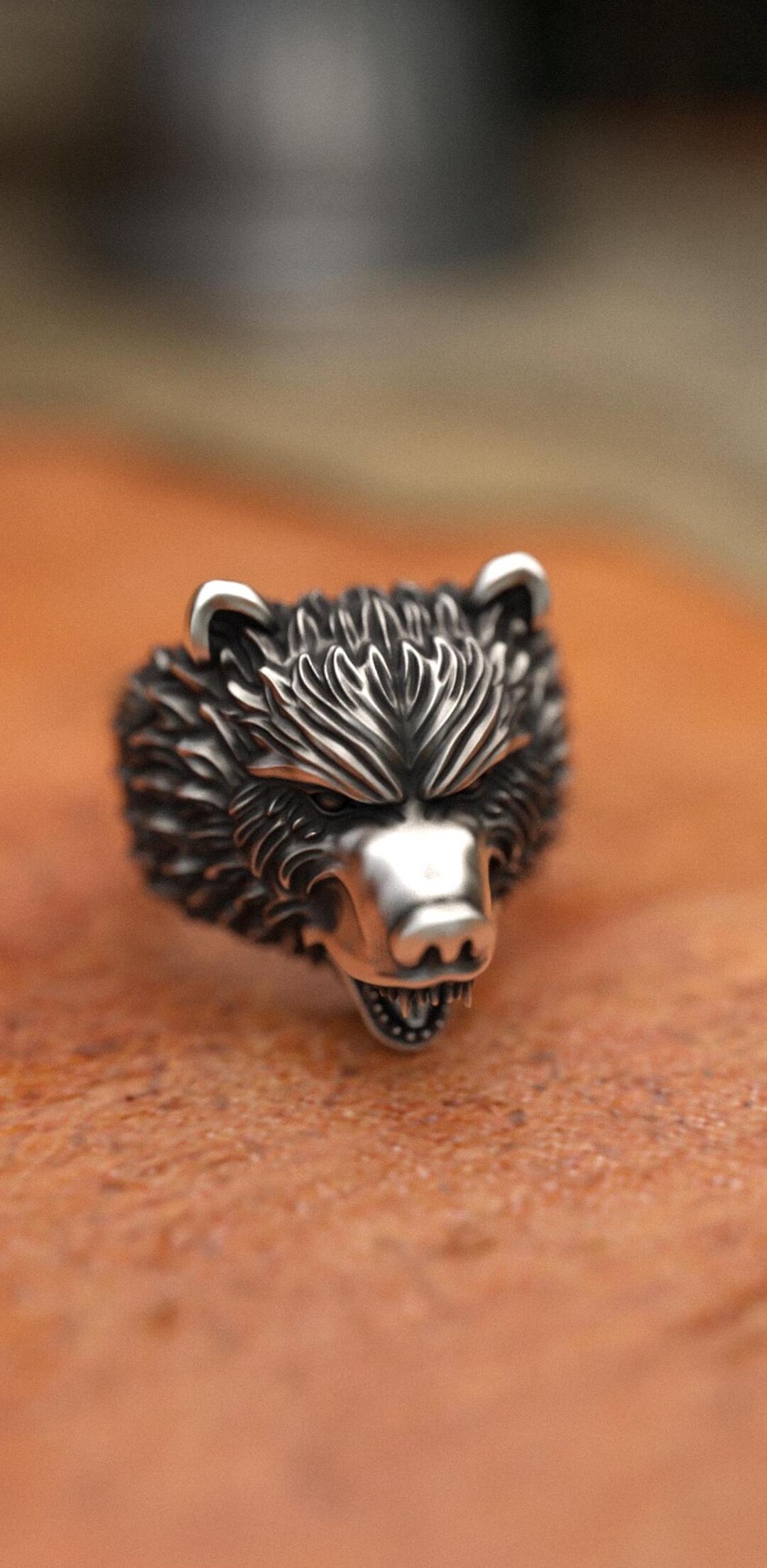 Bear Head Ring 925 Sterling Silver Unique Wildlife Jewelry Bold Bear ...