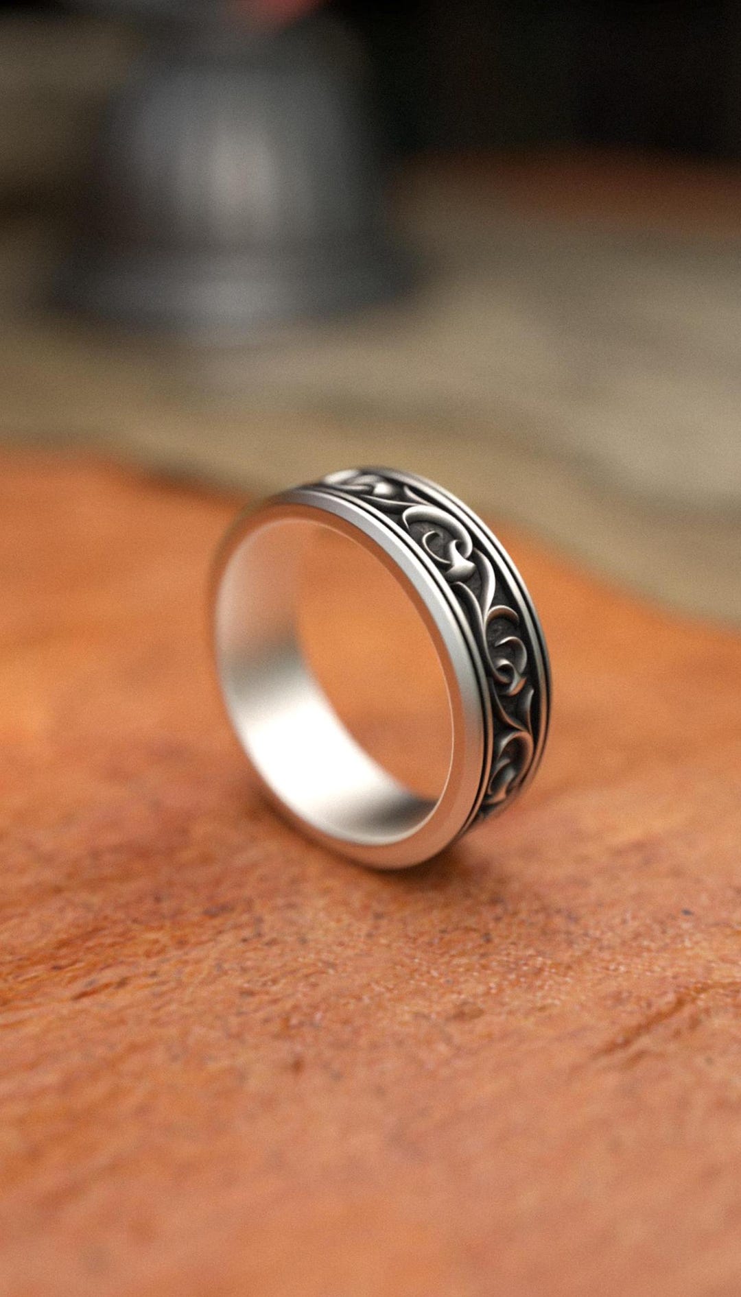 Flower Pattern Silver Ring | Vintage Inspired 925 Sterling Silver ...